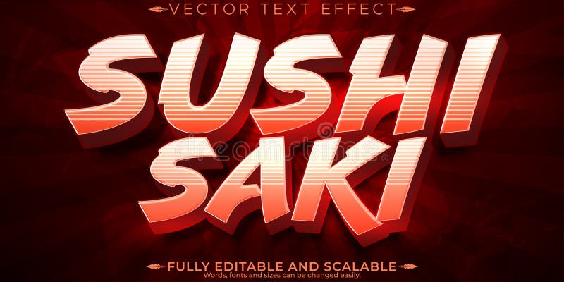 Sushi Text Effect, Editable Japan and Food Text Style Stock Vector ...