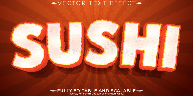 Sushi Text Effect, Editable Japanese and Seafood Customizable Font ...