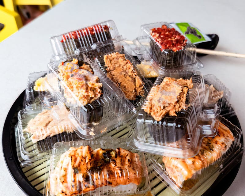 Sushi To Go Concept. Individual Boxes with Sushis Inside for Takeaway ...