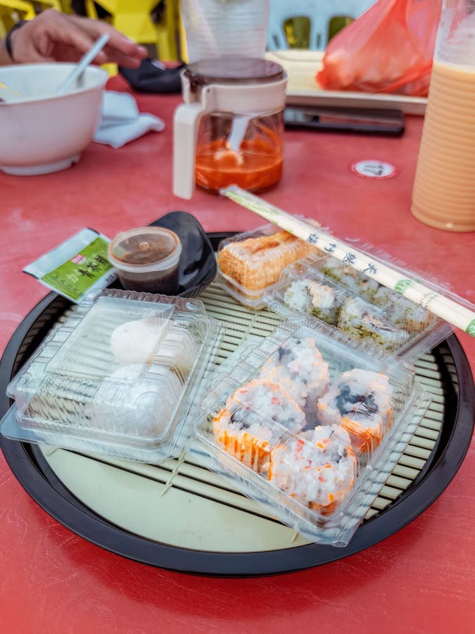 Sushi To Go. Takeaway of Individual Boxes with Sushi. Stock Photo ...