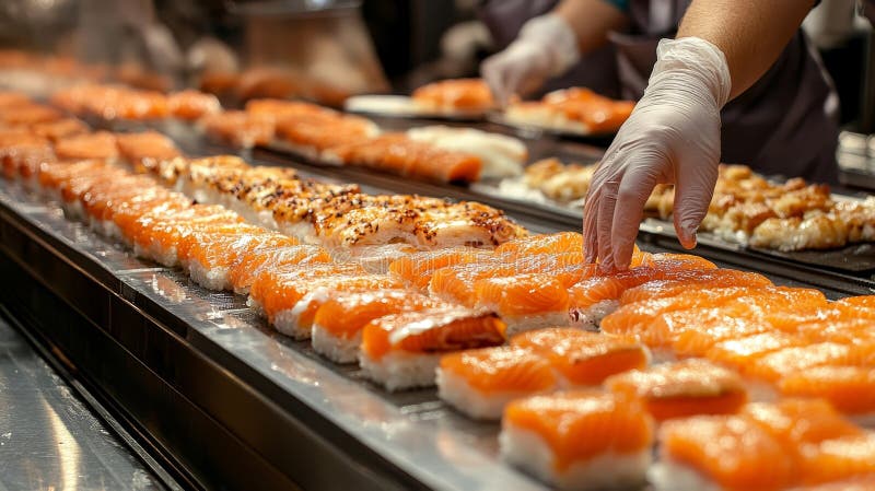 Sushi Train Delicious Selection of Freshly Made Sushi on a Conveyor ...