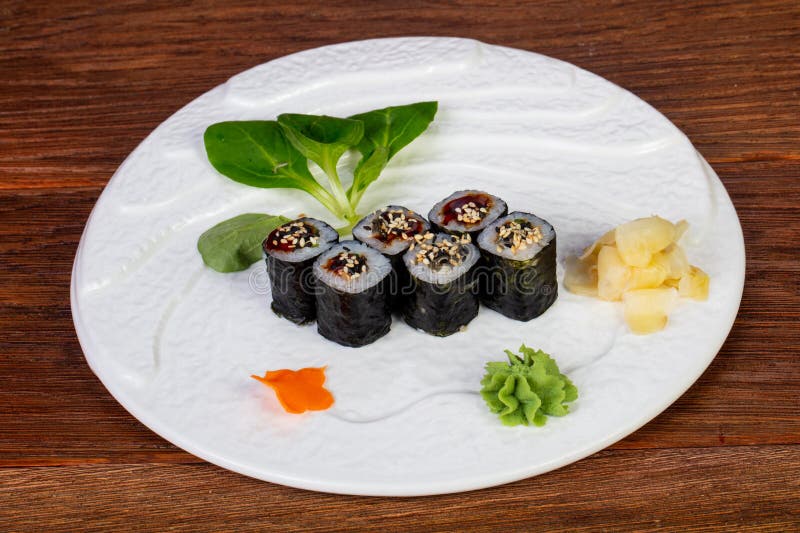 Sushi Unagi maki stock image. Image of seaweed, fresh - 119907345