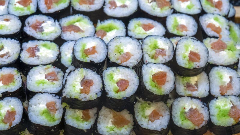 Sushi View from Above. Sushi in the Supermarket Stock Image - Image of ...