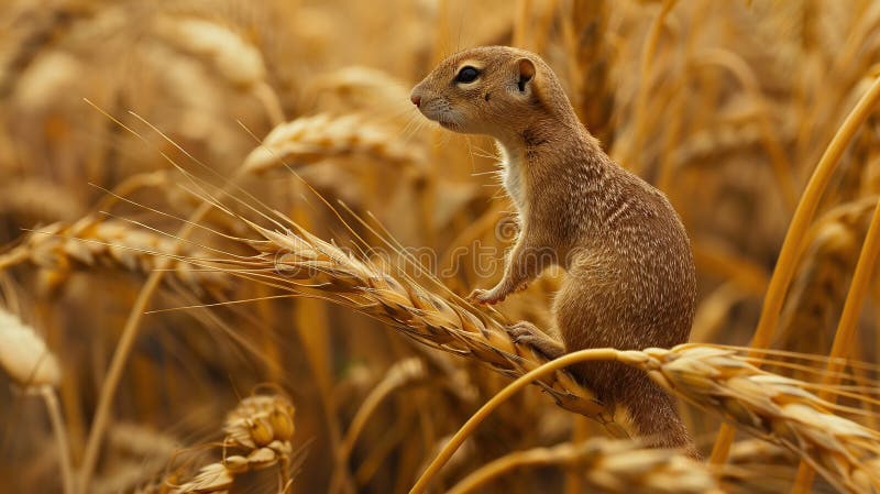 Suslik Spermophilus Citellus, Young Animal on Ear. Generative Ai Stock ...