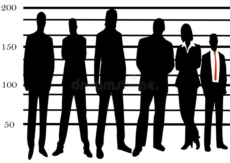Police line up silhouettes stock vector. Illustration of prisoner ...