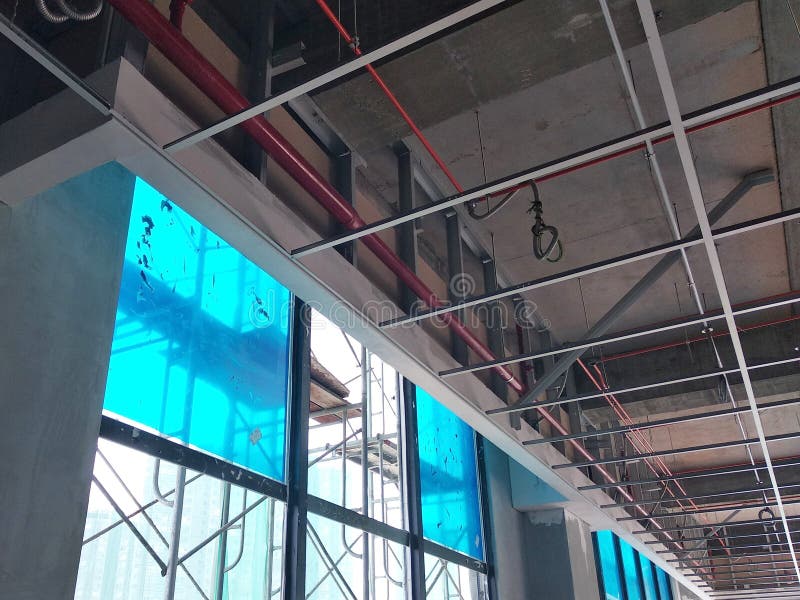Suspended Ceiling Frame and Board Under Construction at the ...