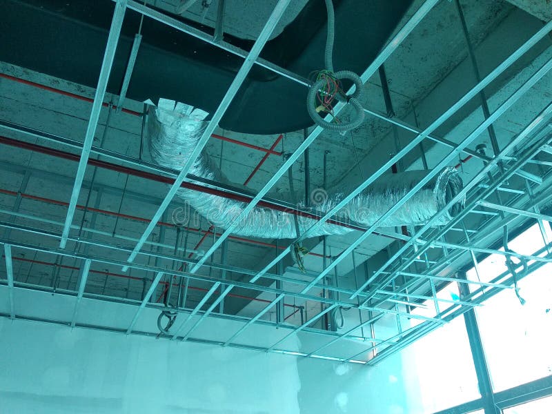 Suspended Ceiling Frame and Board Under Construction at the ...