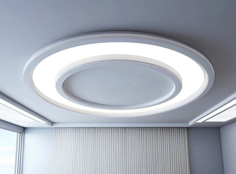 Suspended Ceiling with Halogen Spots Lamps and Drywall Construction in ...