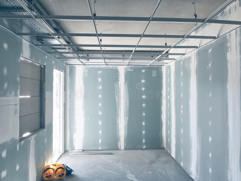 Framework of False Ceilings Stock Photo - Image of building, industrial ...