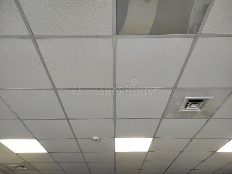 Suspended Ceiling with Square Lights Stock Photo - Image of ...