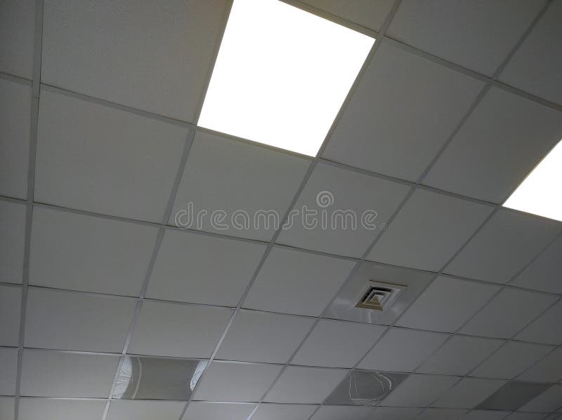 Suspended Ceiling with Square Lights Stock Photo - Image of tile, cube ...