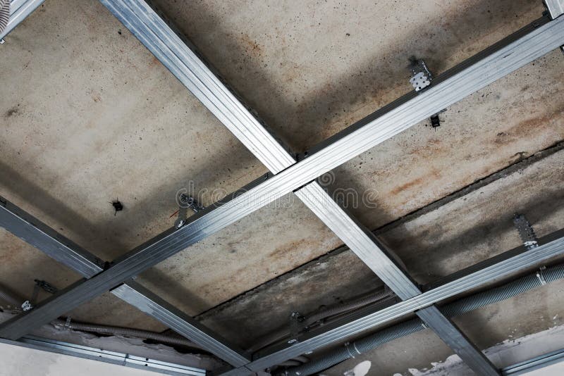 Suspended Ceiling Structure, before Installation of Gypsum Plasterboard ...