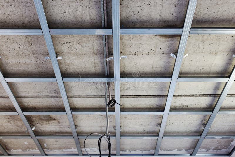 Suspended Ceiling Structure, before Installation of Gypsum Plasterboard ...