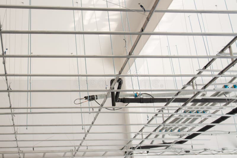 Suspended Ceiling Structure on Site Stock Image - Image of build ...
