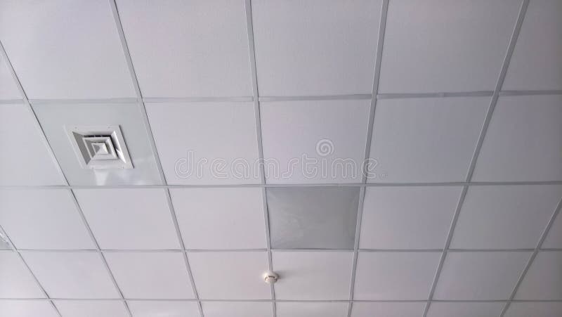 Suspended Ceiling. White Square Tiles Stock Photo - Image of ceiling ...