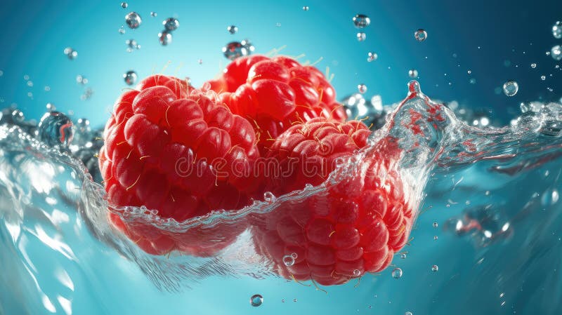 Suspended Falling Raspberry Fruit Stock Illustration - Illustration of ...