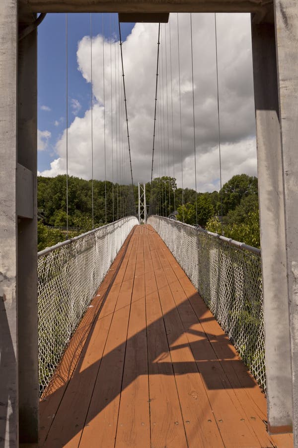 Suspended Footbridge stock image. Image of swing, river - 43862389