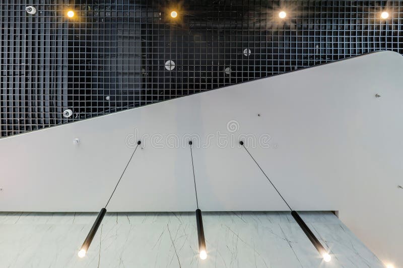 Suspended and Grid Ceiling with Halogen Spots Lamps and Drywall ...