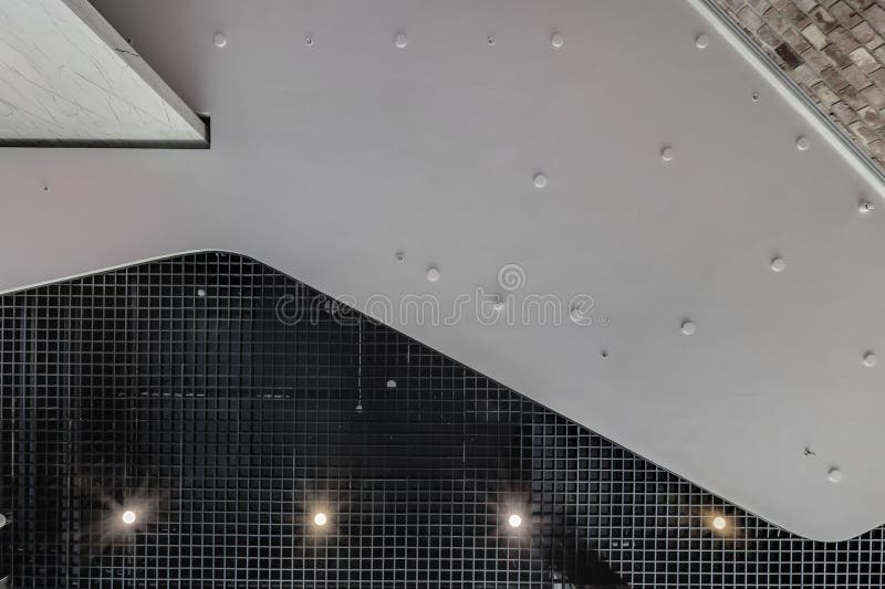 Suspended and Grid Ceiling with Halogen Spots Lamps and Drywall ...