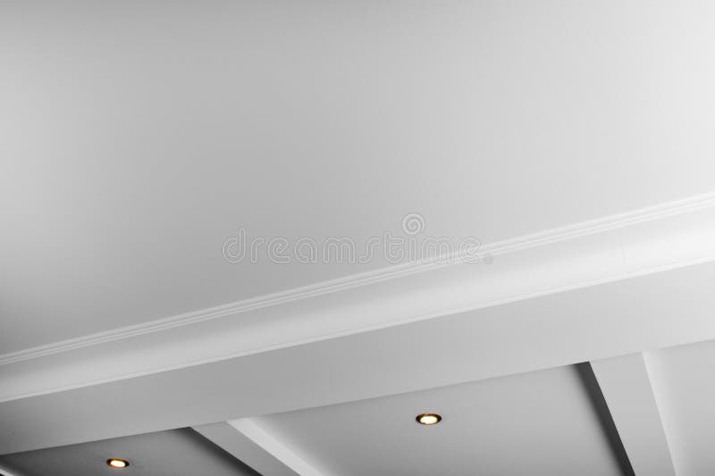 Suspended and Grid Ceiling with LED Spots Lamps and Drywall ...