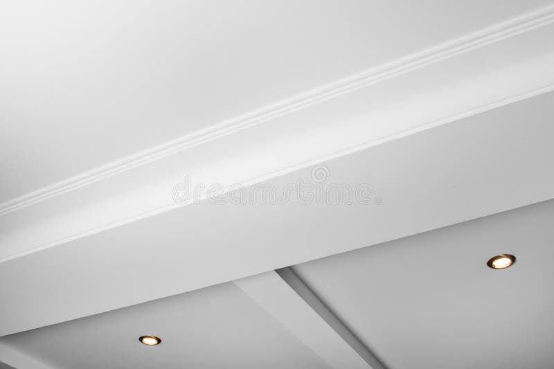 Suspended and Grid Ceiling with LED Spots Lamps and Drywall ...