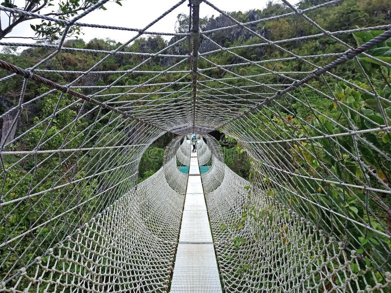 Suspended Hanging Bridge Made from Ropes Stock Image - Image of ...