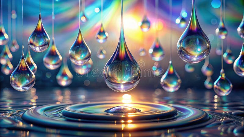 Suspended Iridescent Droplets Reflecting a Vibrant Spectrum of Light ...
