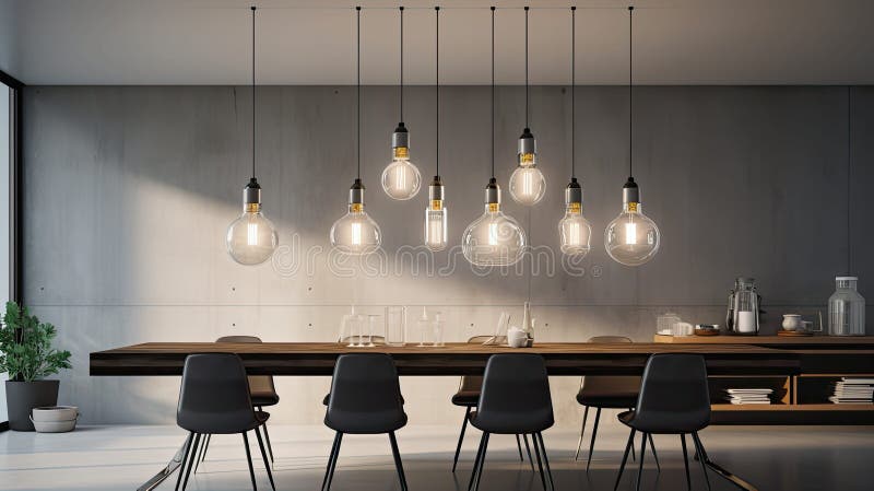 Suspended light bulb flat stock illustration. Illustration of ...