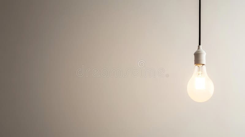 Suspended Light Fixture Cable with E27 Socket Against a Clean ...