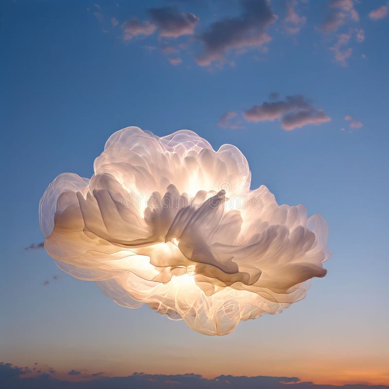 Suspended Luminous Cloud a Sculpture of a Luminous Cloud Tha Ap Stock ...