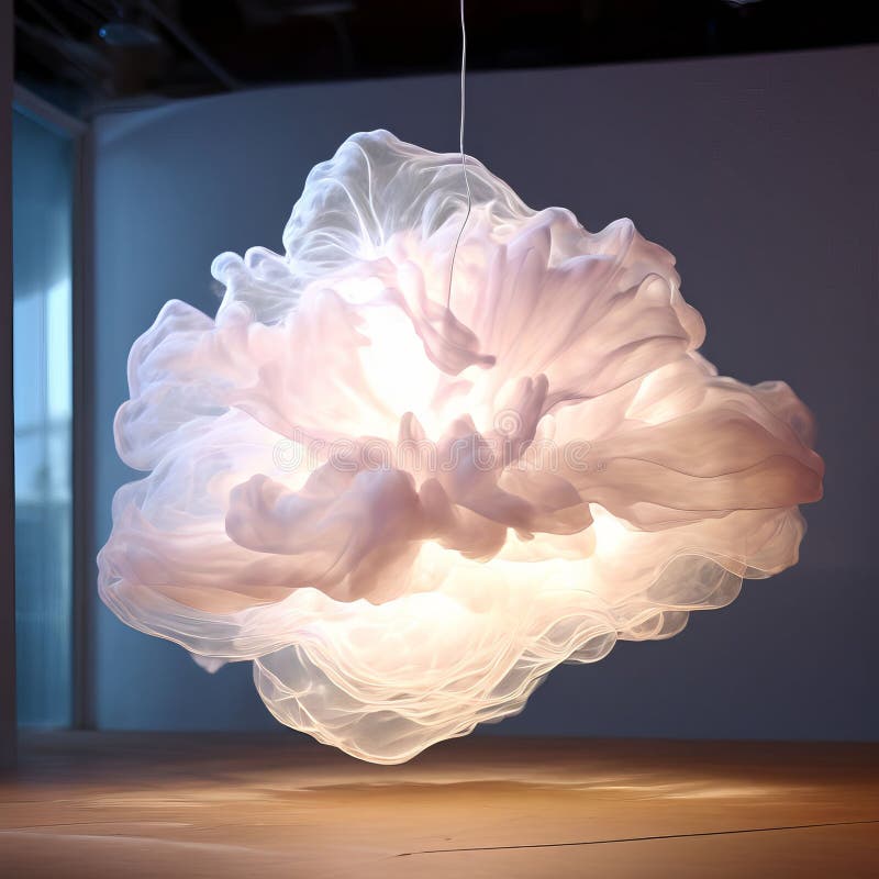 Suspended Luminous Cloud a Sculpture of a Luminous Cloud Tha a Stock ...