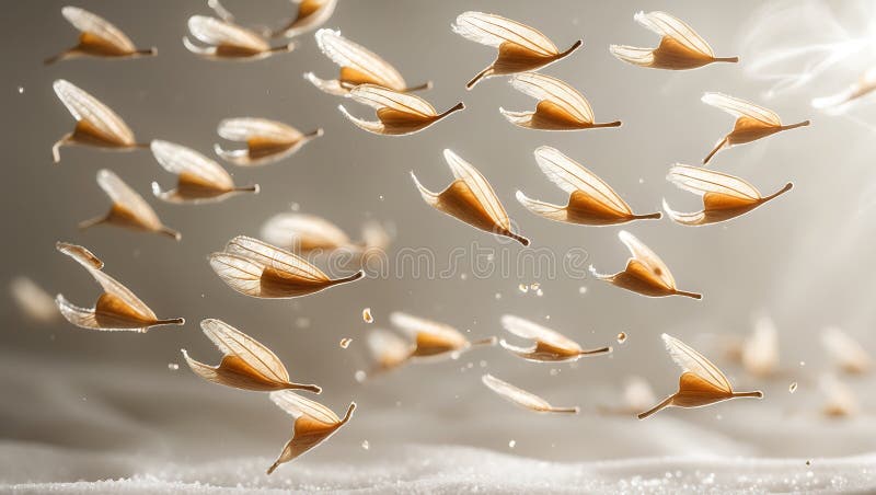 Ephemeral Flight: a Dance of Seeds in Light Stock Photo - Image of life ...
