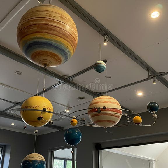 Suspended Model of the Solar System Showing Various Planets in Orbit ...
