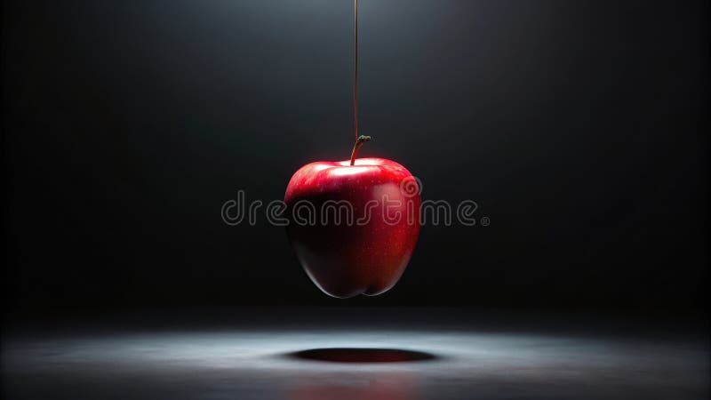 A Suspended Red Apple in Dramatic Low-key Lighting, a Study in Simple ...