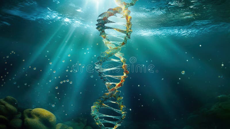 Suspended Secrets: the Floating DNA Double Helix Stock Illustration ...