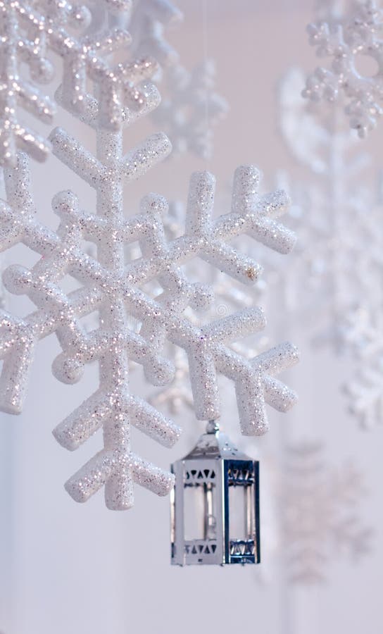 Suspended Snow Flakes Christmas Decor Stock Photo - Image of christmas ...