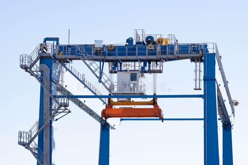 Suspended Spreader for Lifting Cargo Containers Stock Photo - Image of ...