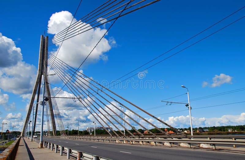 Suspension bridge stock image. Image of giant, riga, drive - 11531121