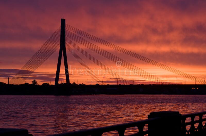 Suspension bridge stock image. Image of water, latvia - 5223659