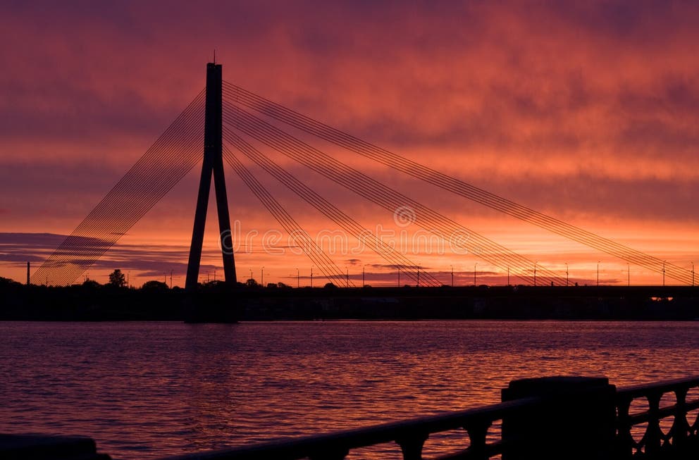 Suspension bridge stock image. Image of water, latvia - 5223659