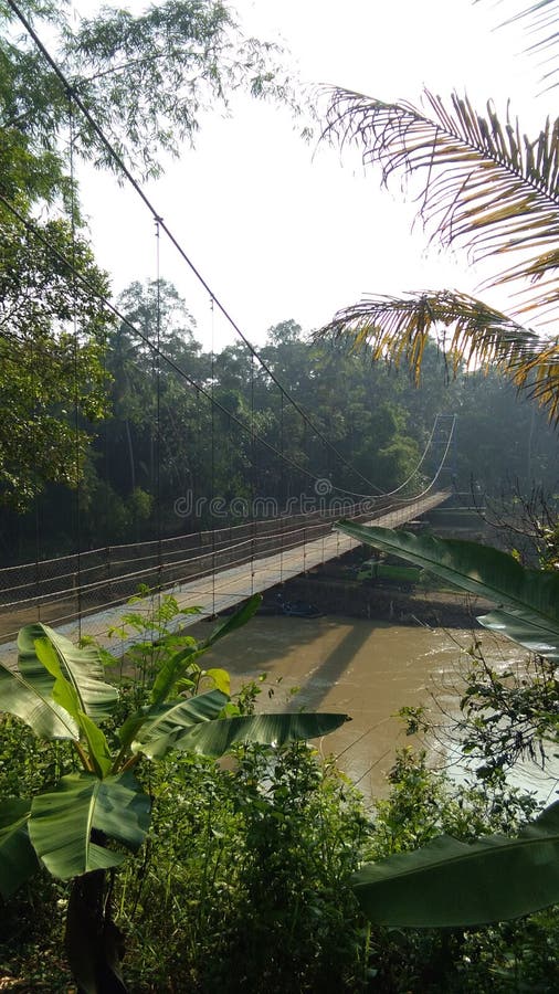 The Suspension Bridge Above Serayu River in Central Java Indonesia ...