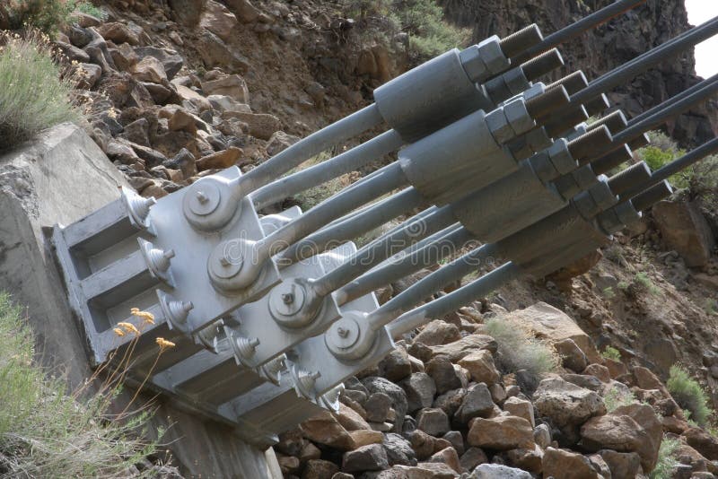 Suspension Bridge Anchors stock image. Image of rivers - 9315473