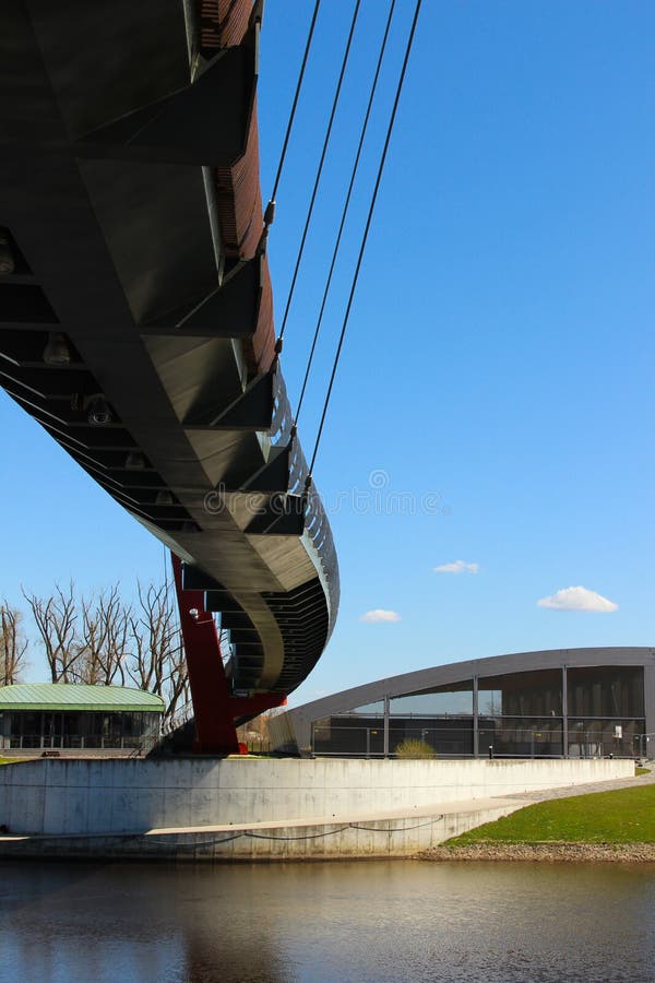Suspension Bridge from Below. Bridge Construction Elements Stock Image ...