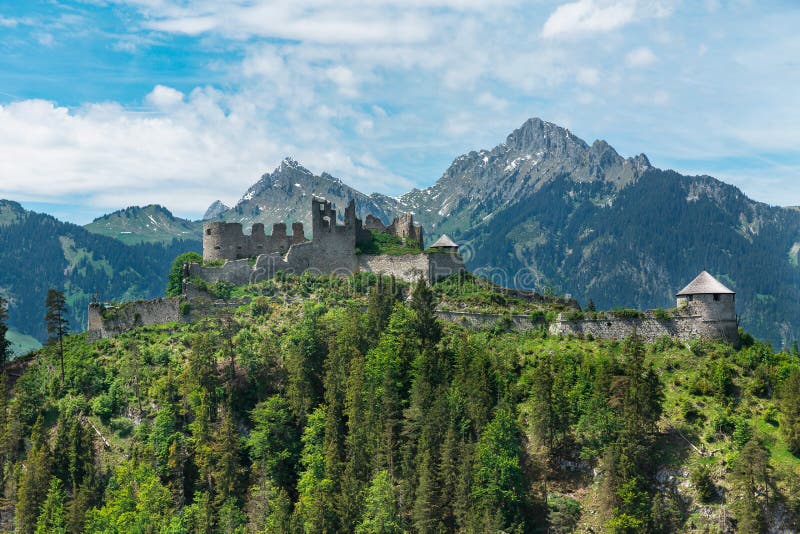 Suspension Bridge and Castle Stock Image - Image of wood, excitement ...