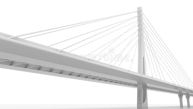 Suspension Bridge Digital Model Isolated on White, 3d Rendering Stock ...
