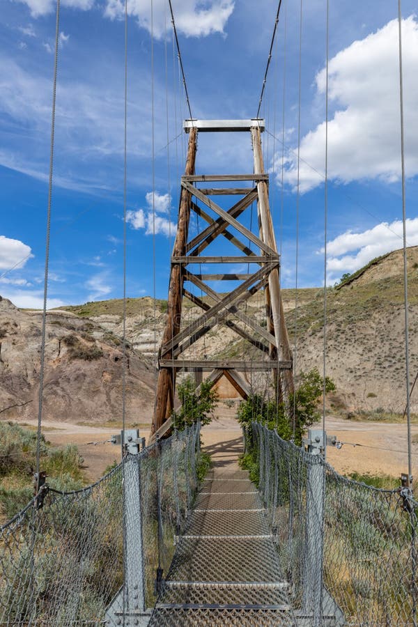 Suspension Bridge at Drumheller in Alberta Canada Stock Photo - Image ...