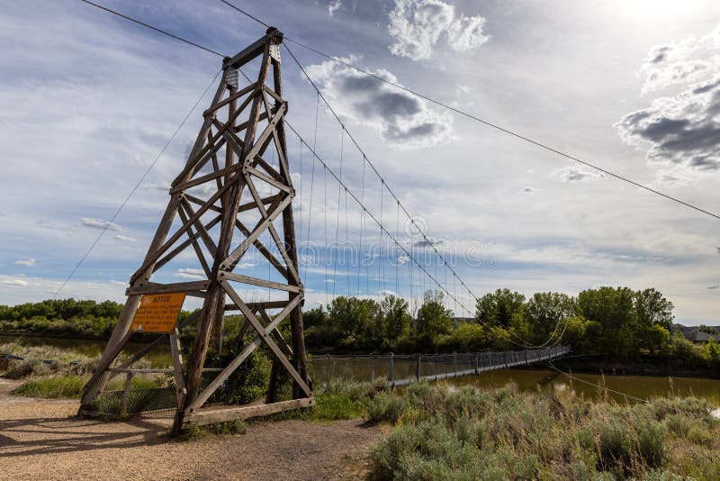 Suspension Bridge at Drumheller in Alberta Canada Stock Photo - Image ...
