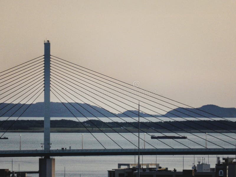 A Suspension Bridge Extending Across Over the Sea of Japan Stock Photo ...