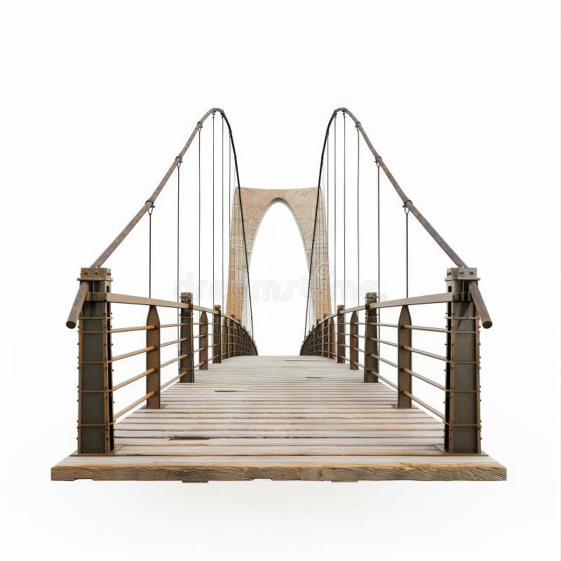 Suspension Bridge Front View Isolated on White Background Stock ...