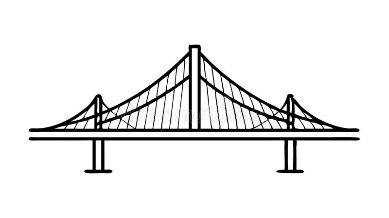 Suspension Bridge Icon, Connection Engineering Symbol, Vector Design ...
